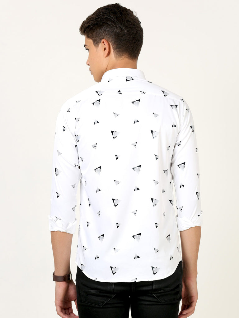 Exceptional Satin Digital Print White Shirt: Timeless Elegance with Ar ...