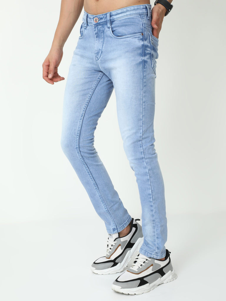 Azureous Light Blue Lycra Slim Fit Jeans - Stylish and Comfortable Men ...