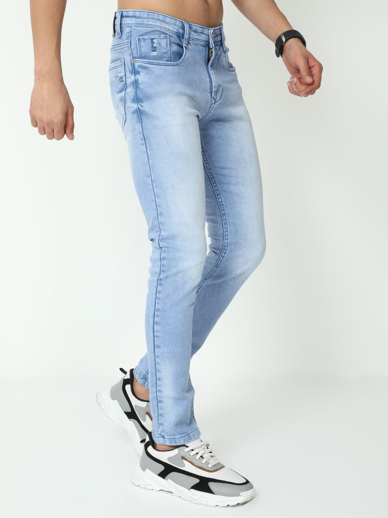 Azureous Light Blue Lycra Slim Fit Jeans - Stylish and Comfortable Men ...